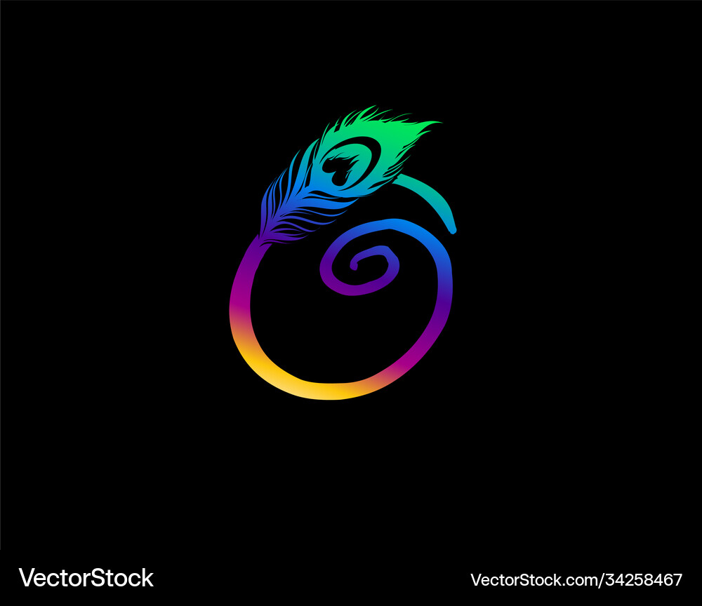 Unique o letter decorated with exotic peacock Vector Image