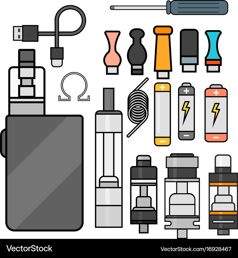 Vape device set cigarette vaporizer vapor Vector Image