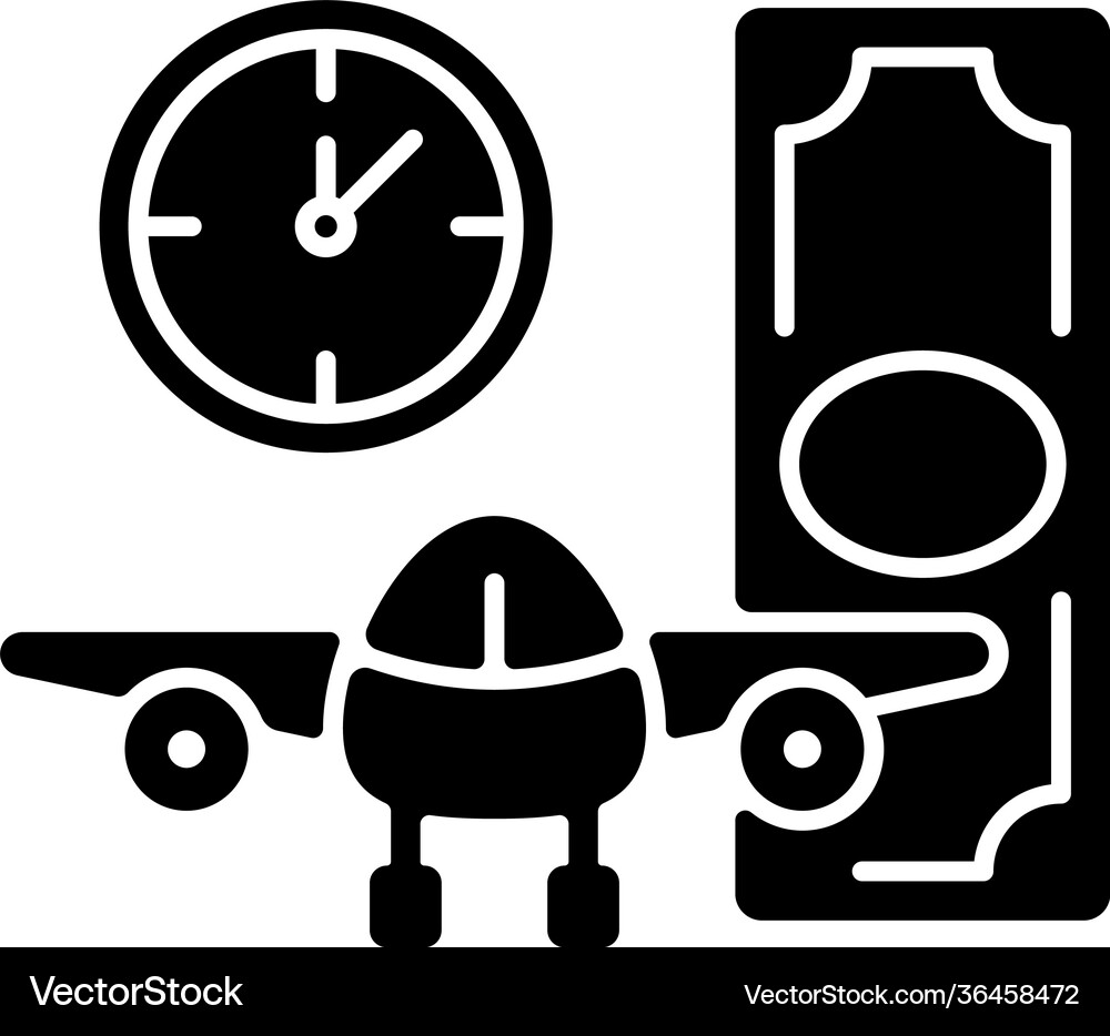 Aircraft rental black glyph icon Royalty Free Vector Image