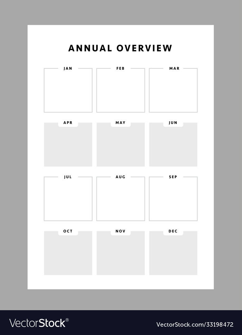 Annual overview planner Royalty Free Vector Image