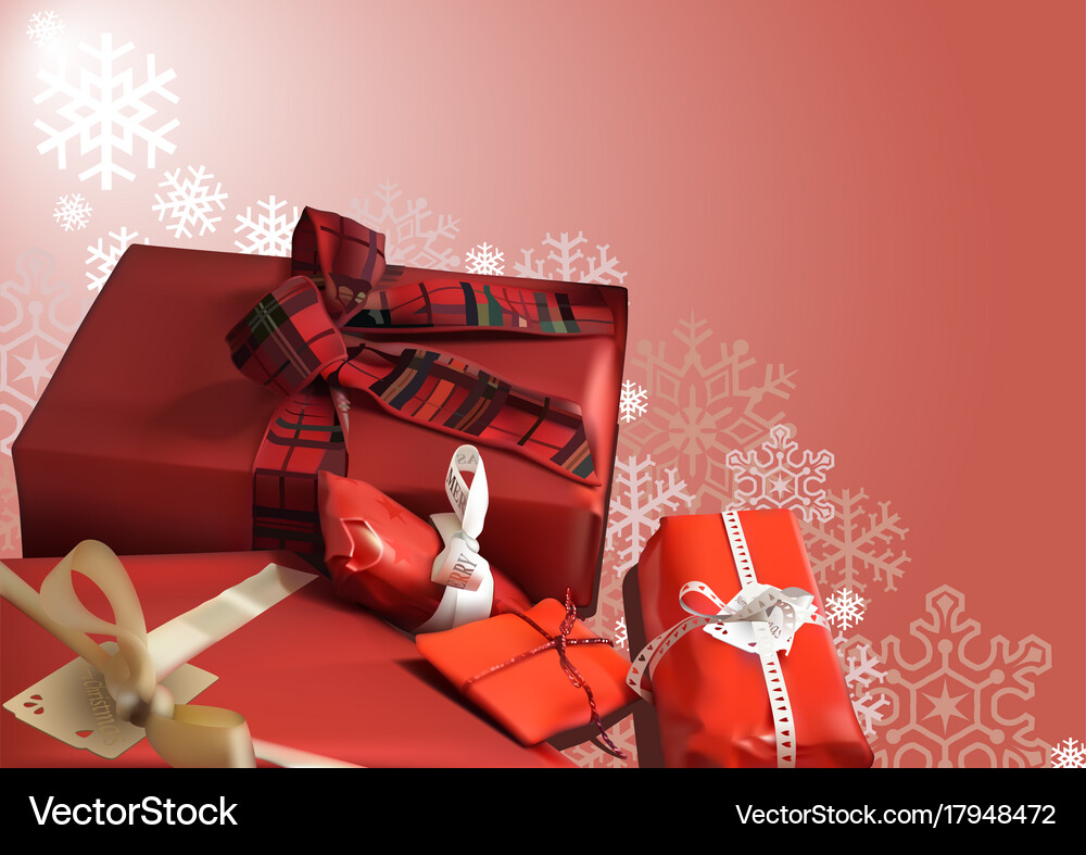 Christmas background with red gifts Royalty Free Vector