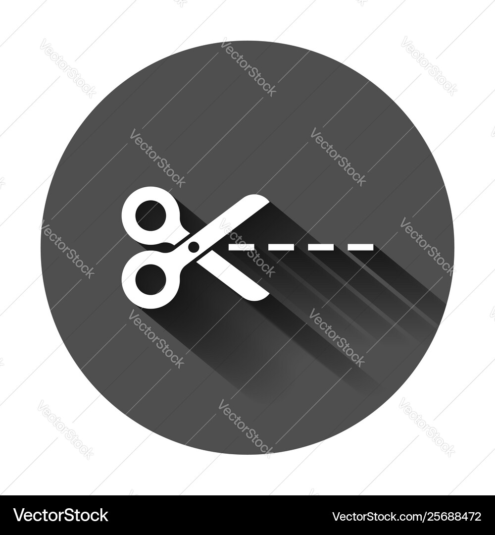 Cut lines icon in flat style scissors snip on Vector Image
