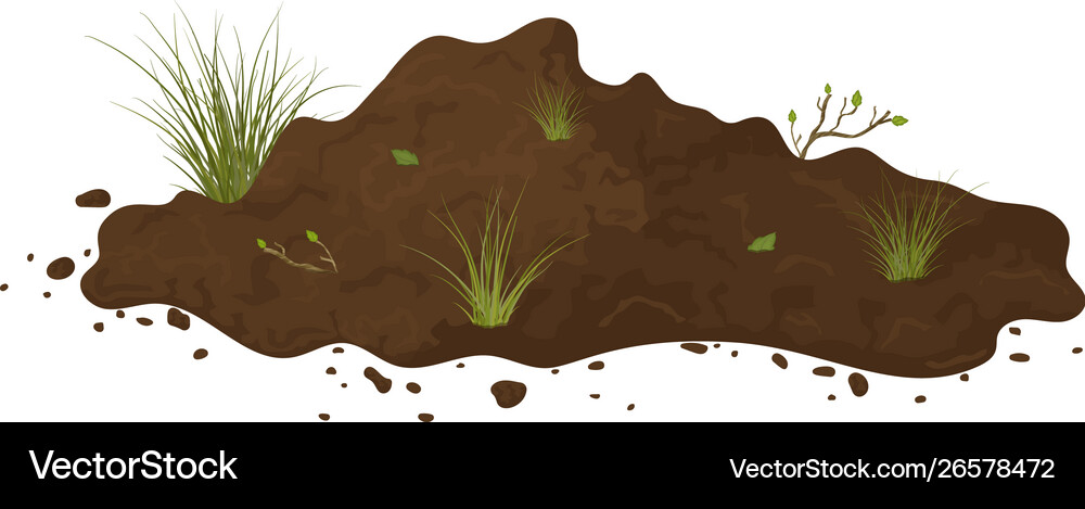 Earth mound ground with tuffet and branches Vector Image