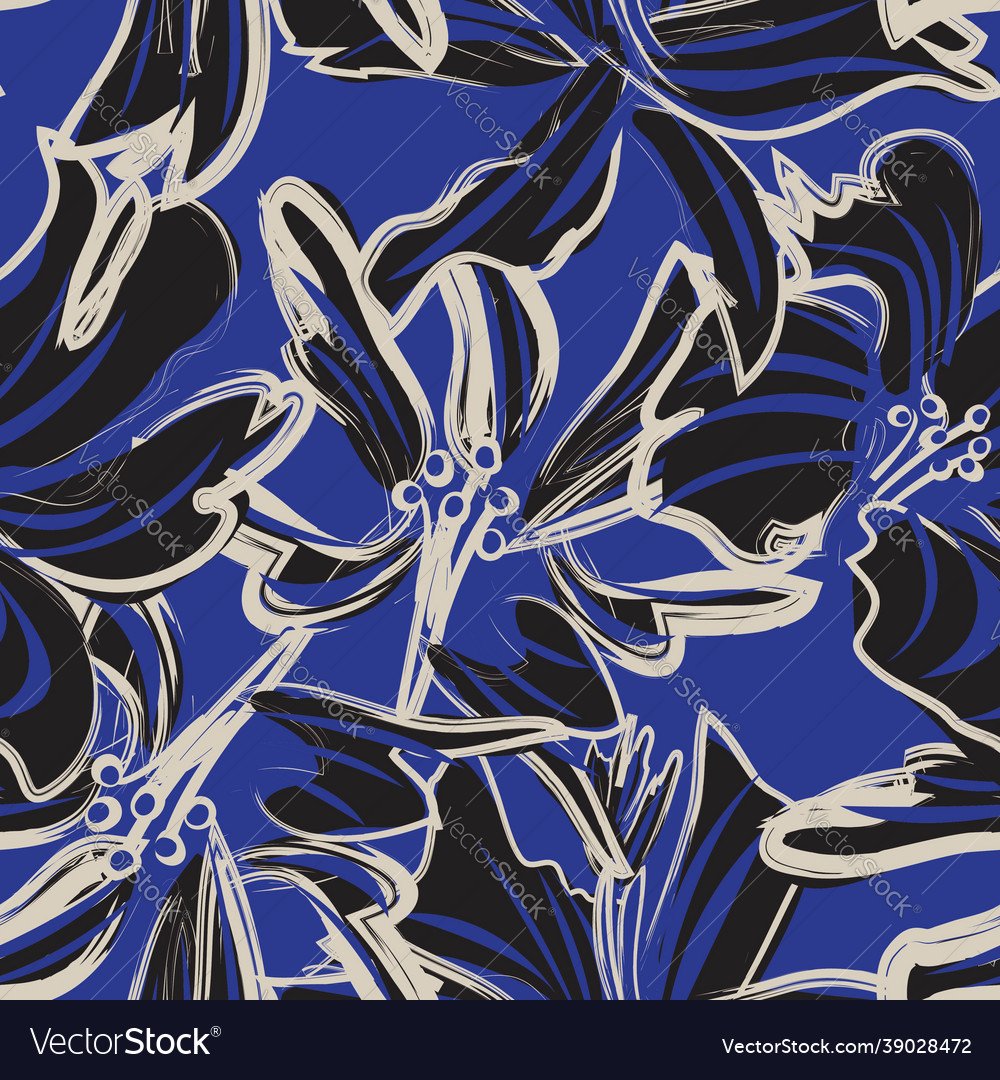 Floral brush strokes seamless pattern background Vector Image