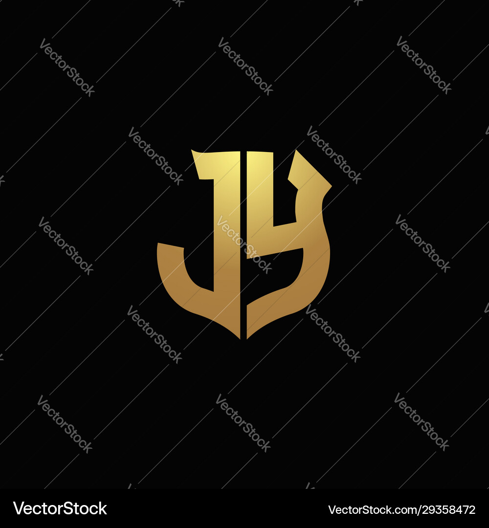 Jy logo monogram with gold colors and shield Vector Image