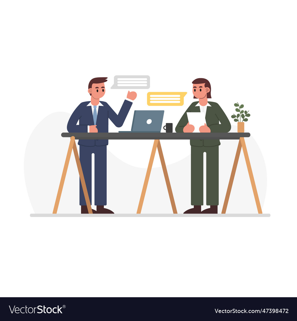 Quick standing interview characters have Vector Image