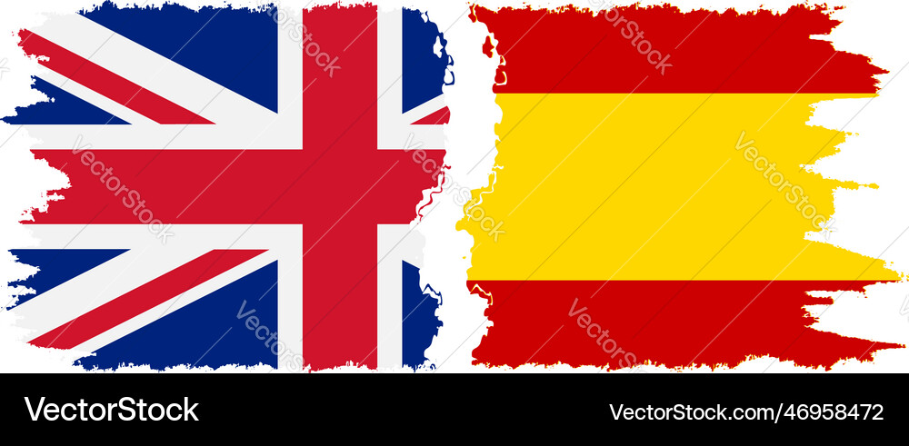 Spain and uk grunge flags connection Royalty Free Vector