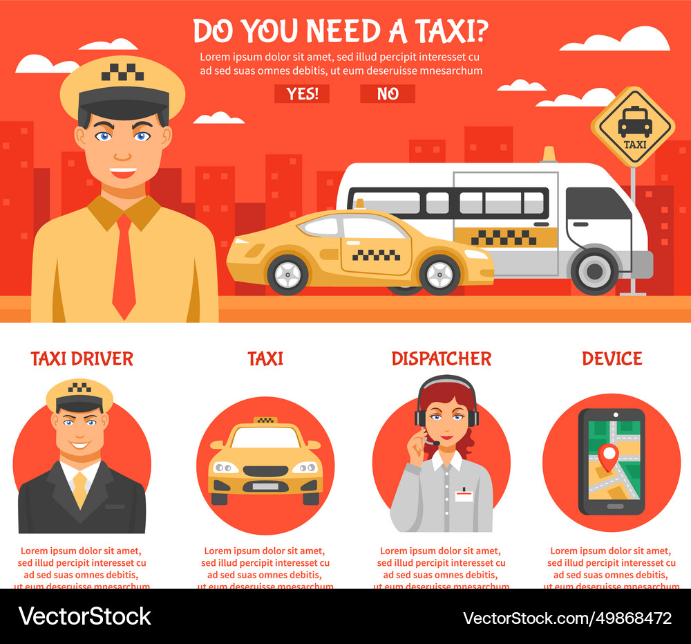 Taxi service infographics Royalty Free Vector Image