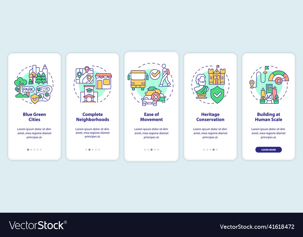 Urban Design Principles Onboarding Mobile App Vector Image