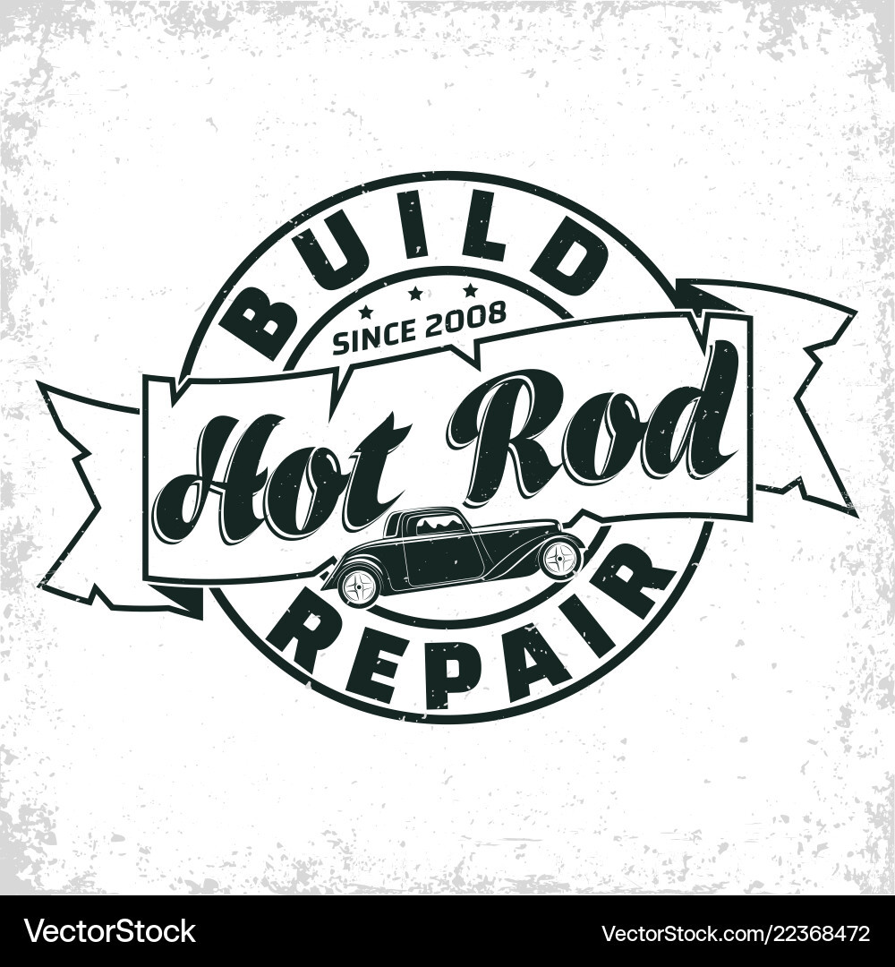 Vintage hot rod emblem design Royalty Free Vector Image