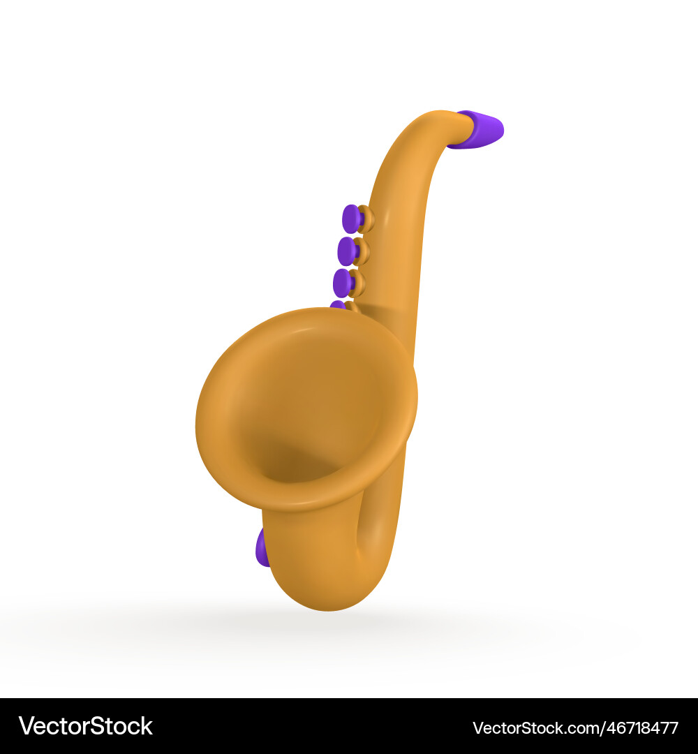 3d realistic saxophone for music concept design Vector Image