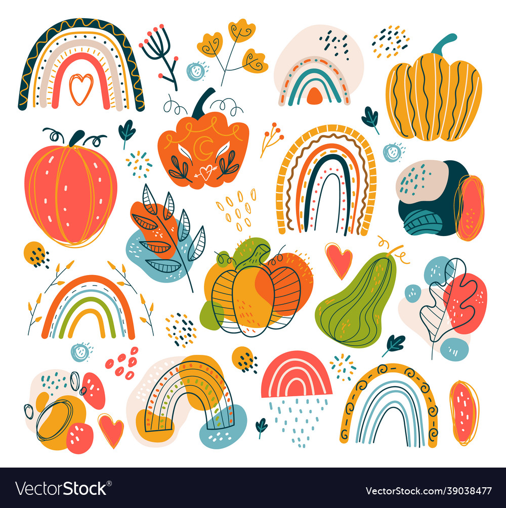 Autumn hand drawn doodle boho Royalty Free Vector Image