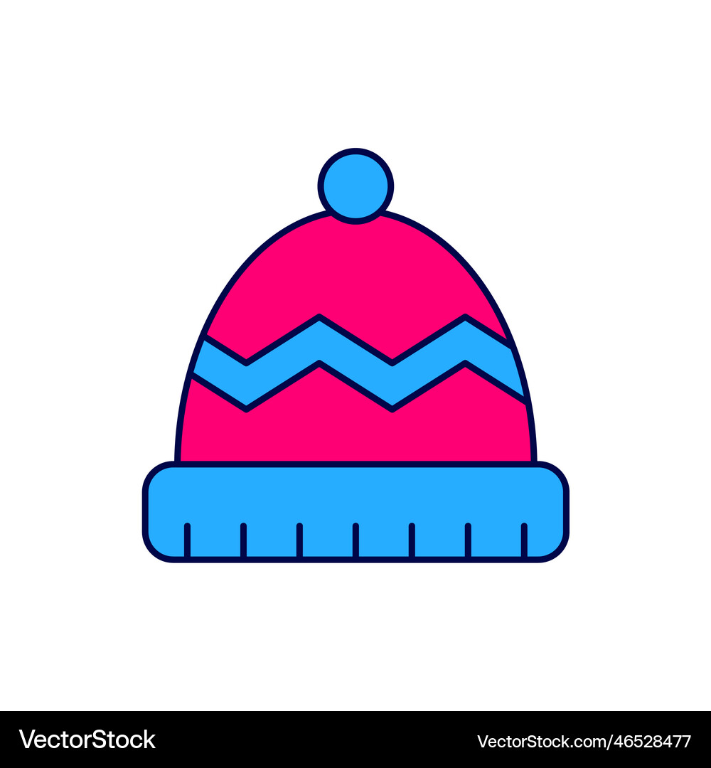 Filled outline winter hat icon isolated on white Vector Image