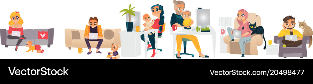 Freelancers self-employed people working at home Vector Image