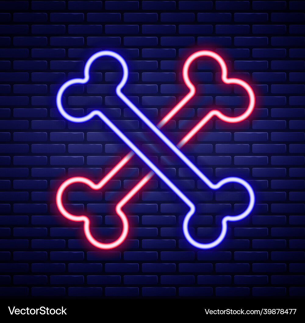 Glowing neon line crossed bones icon isolated Vector Image