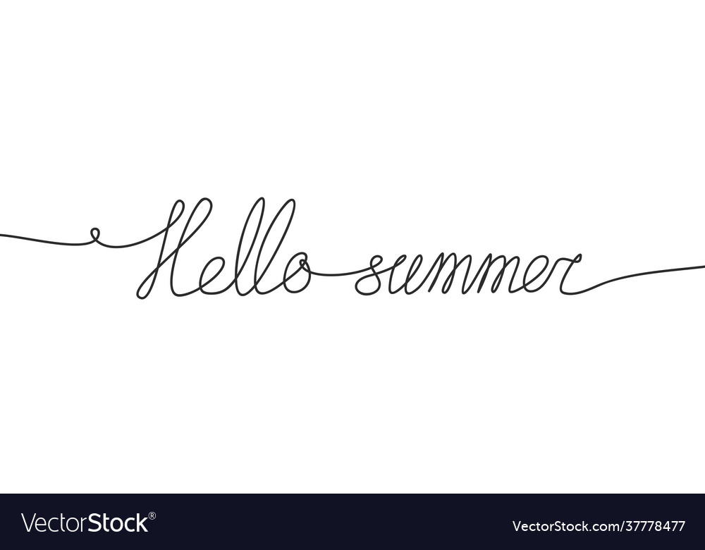 Hello summer continuous one line drawing Vector Image