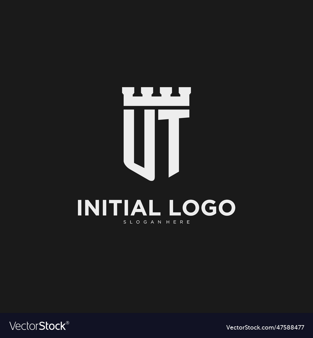 Initials ut logo monogram with shield Royalty Free Vector