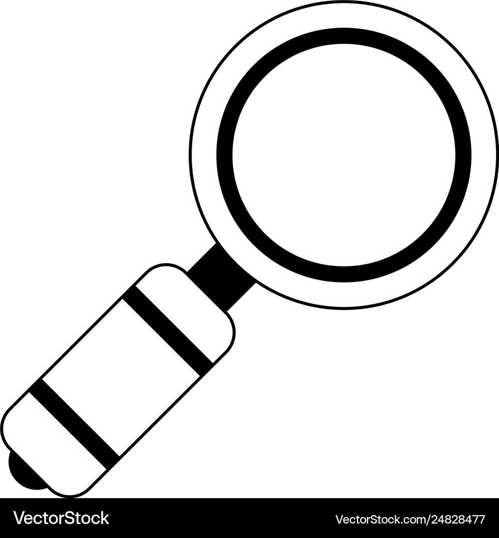 Magnifying glass symbol isolated in black Vector Image