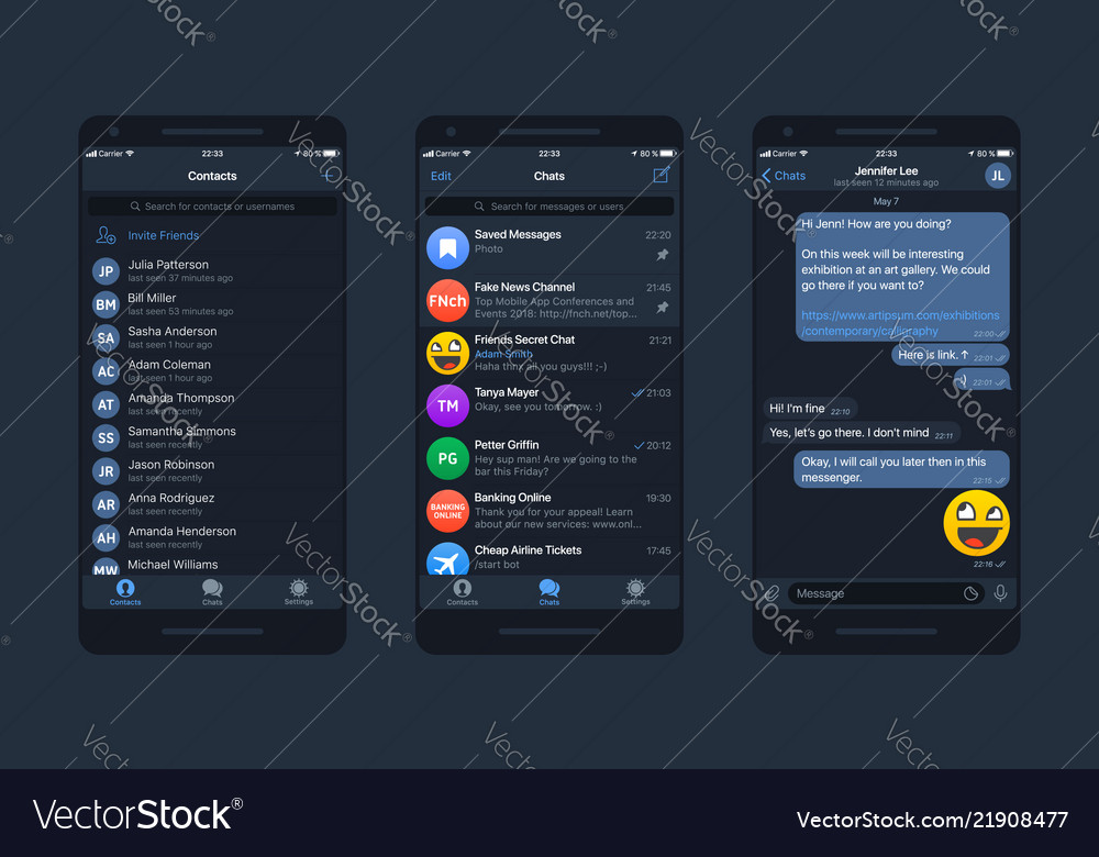Messaging app mockup Royalty Free Vector Image