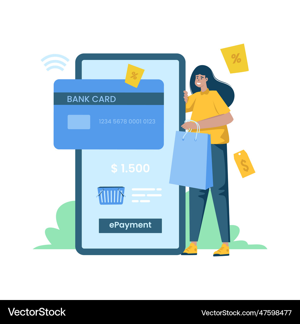 Online bank card payment transaction Royalty Free Vector
