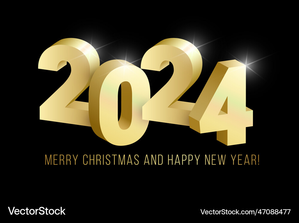 Realistic 3d gold numbers 2024 with shadows Vector Image