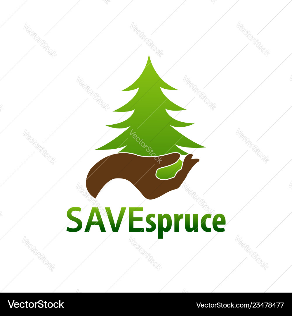 Save spruce hand and spruce icon logo concept Vector Image