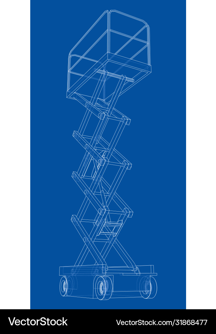 Scissor lift concept outline Royalty Free Vector Image
