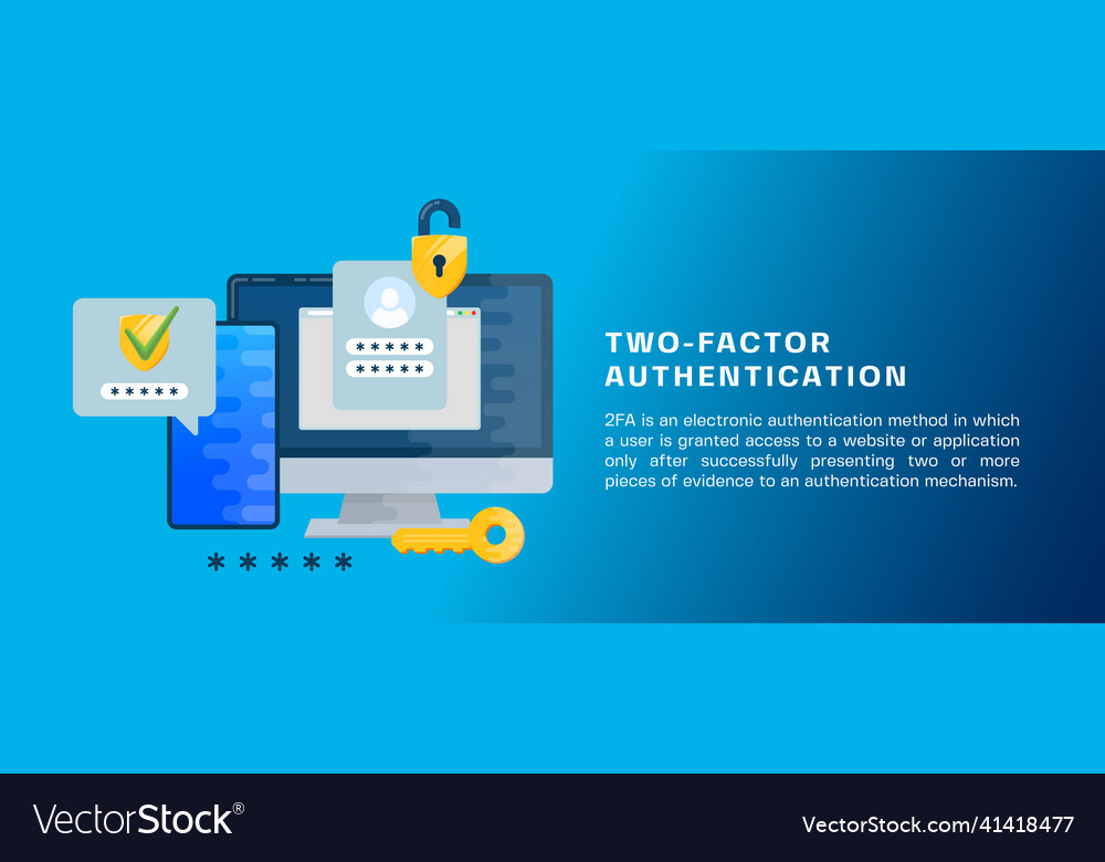 Two factor autentication security Royalty Free Vector Image