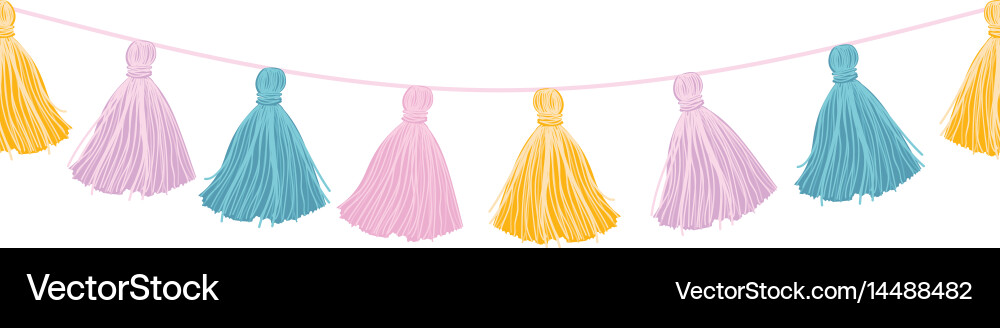 Colorful pastel hanging decorative tassels Vector Image