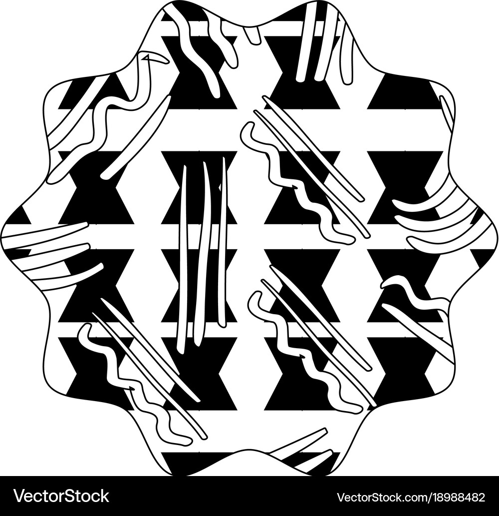 Contour star with geometric memphis style Vector Image