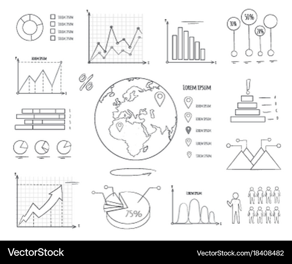 Graphics and charts black and white templates Vector Image