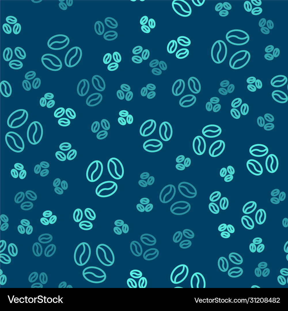 Green line coffee beans icon isolated seamless Vector Image