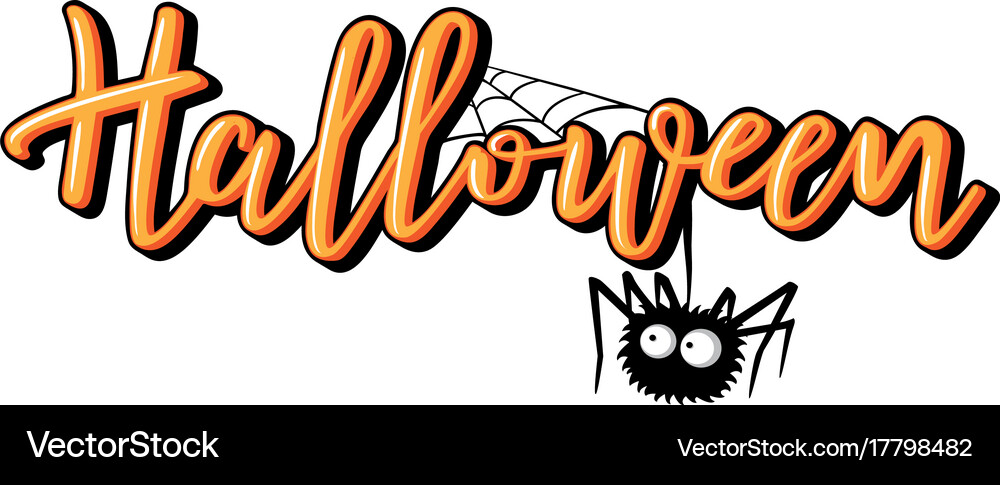 Halloween lettering with spider Royalty Free Vector Image