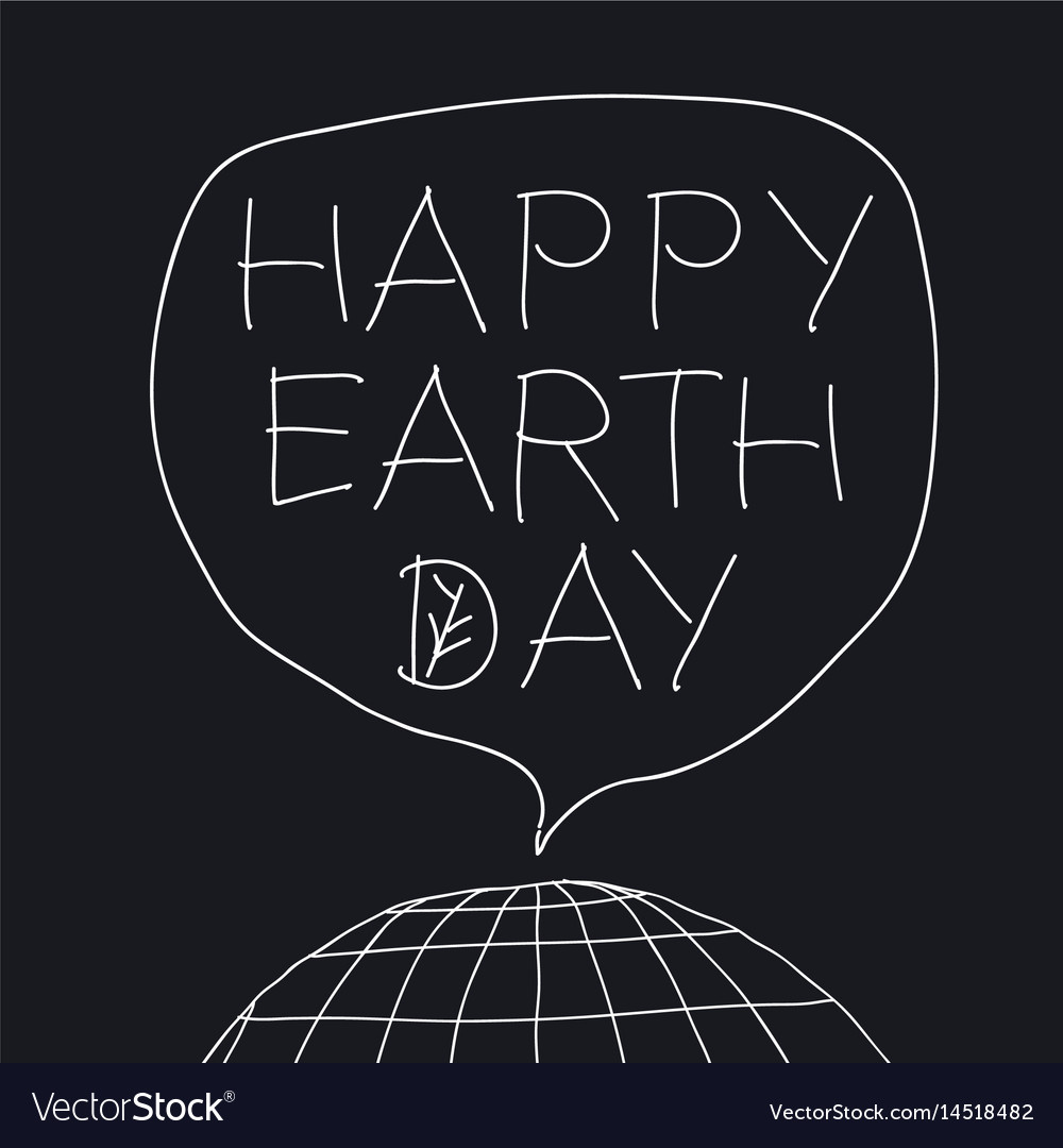 Happy earth day greeting lettering in speech Vector Image