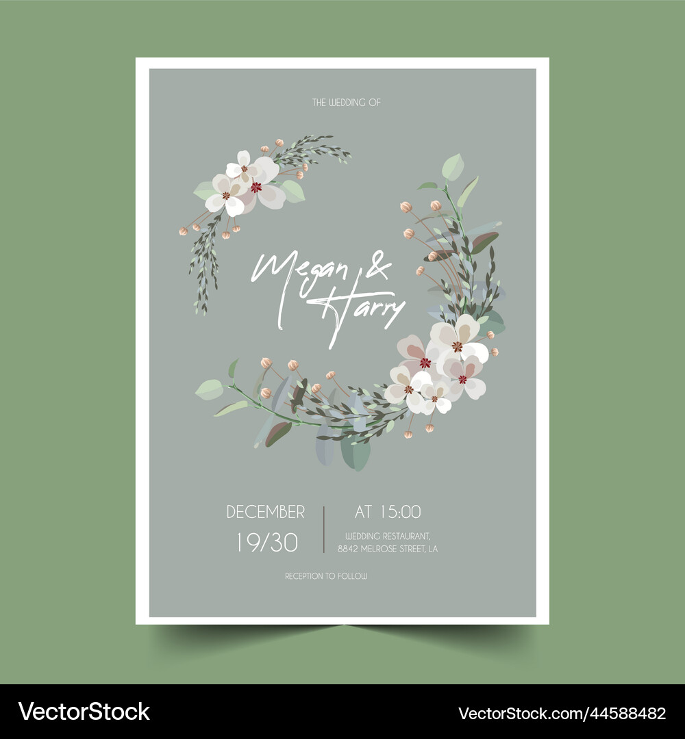 Organic flat floral wedding invitation design Vector Image