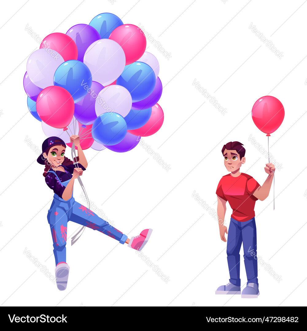 People with balloon cartoon Royalty Free Vector Image