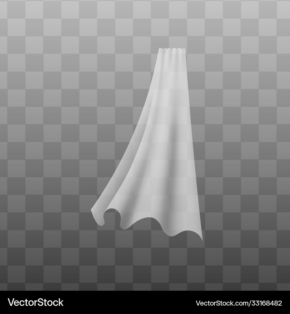 Realistic white hanging curtain blowing in light Vector Image