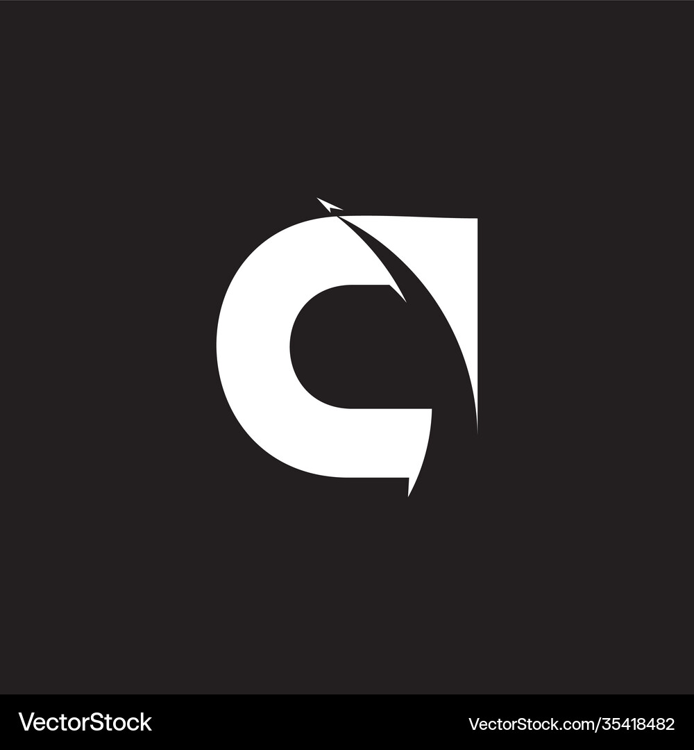 Symbol letter c slice arrow motion geometric Vector Image