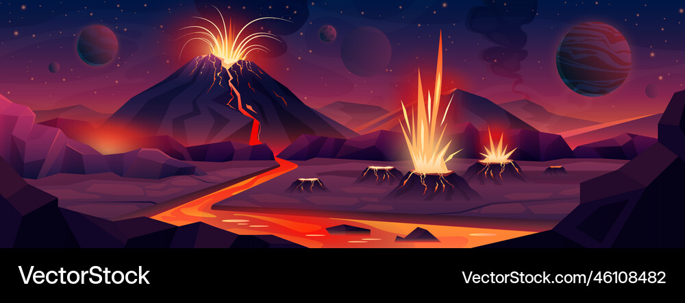 Volcanic Eruption - Golden Magma Royalty Free Vector Image