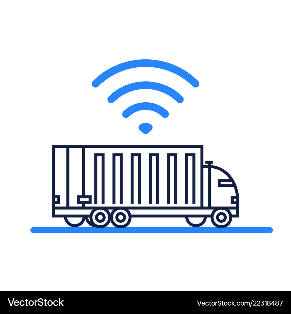 Autonomous self-driving truck icon on white Vector Image