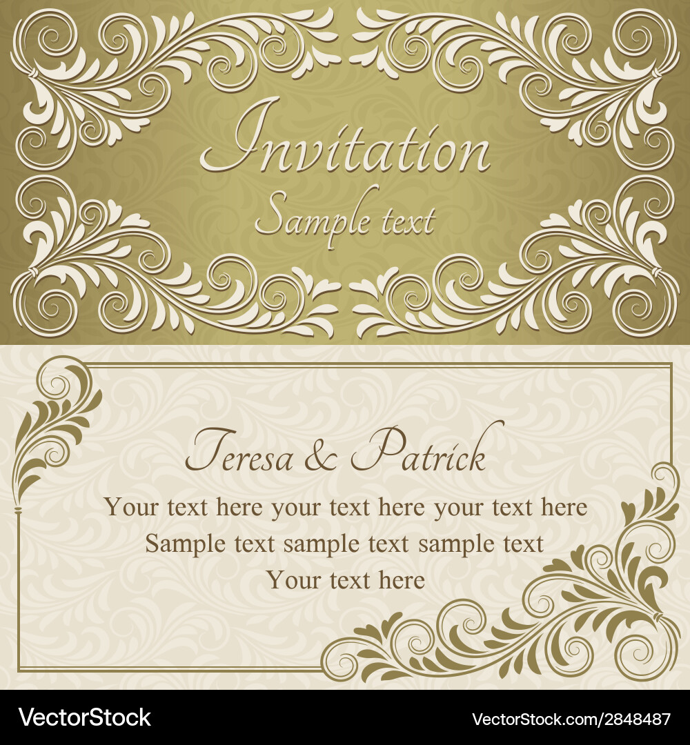 Baroque invitation gold and beige Royalty Free Vector Image