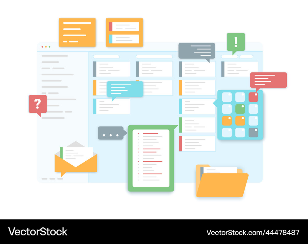 Cartoon color planning board schedule concept set Vector Image