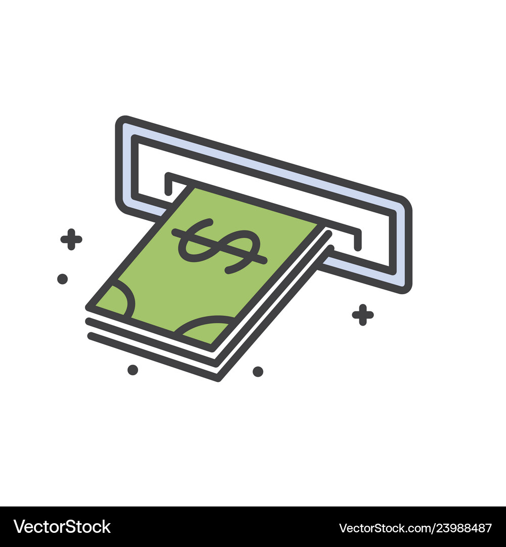 Cash dollar line icon on white background Vector Image