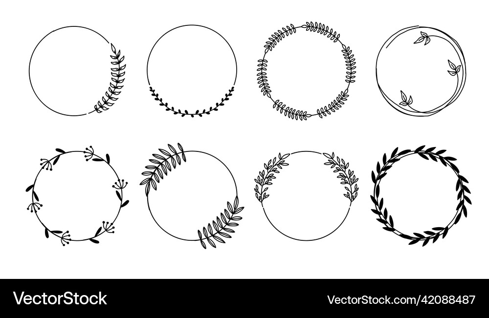 Circle floral wreath wedding round botanical Vector Image