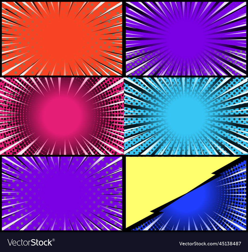 Comic book colorful frames background Royalty Free Vector