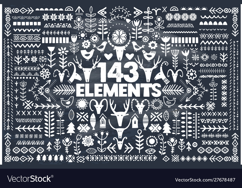 Different folk art elements made Royalty Free Vector Image