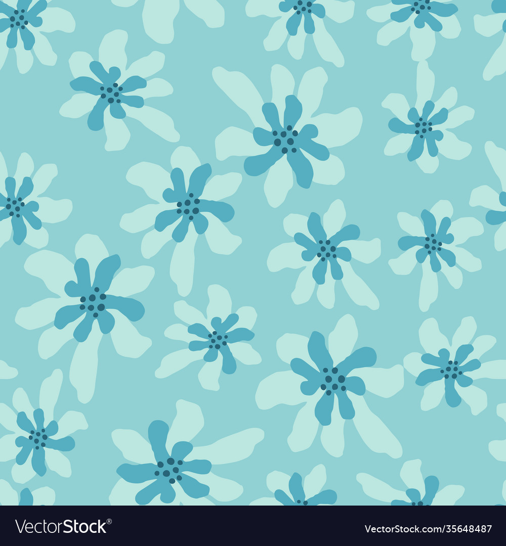 Random seamless pattern with blue colored flower Vector Image