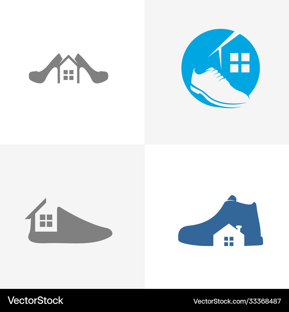 Set shoes with home logo design concept Royalty Free Vector