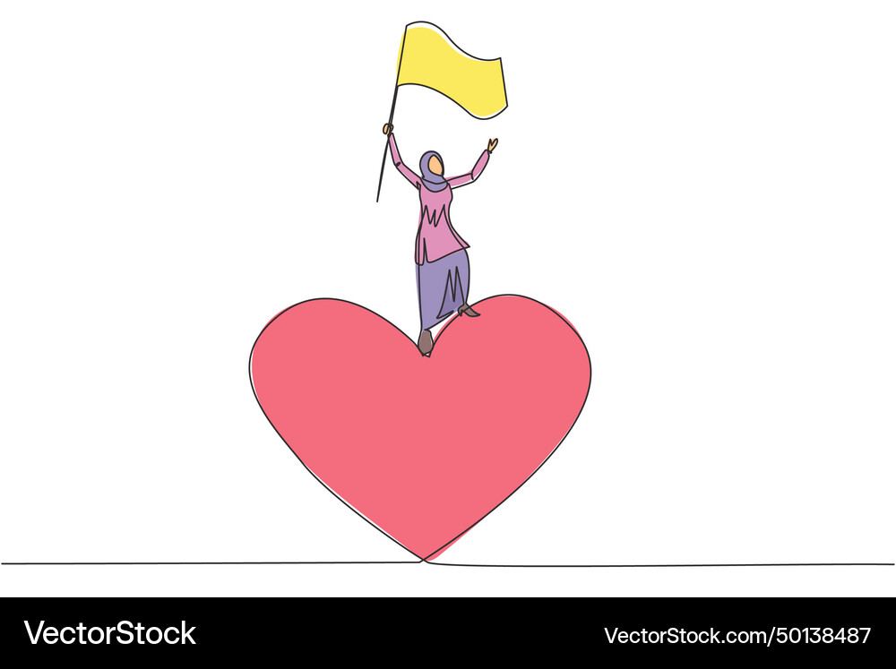 Single one line drawing of young successful Vector Image