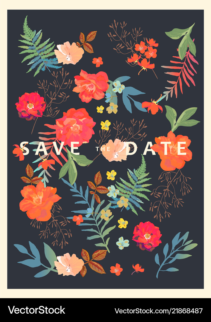 Wedding floral background colorful invitation Vector Image